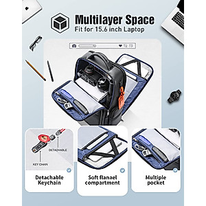 BOPAI 40L Genuine Business Leather Laptop Professional Backpack for Men 15.6 inch Computer with USB Charging Multi-Functional Large Capacity Travel Smart Work Rucksack Anti Theft Black