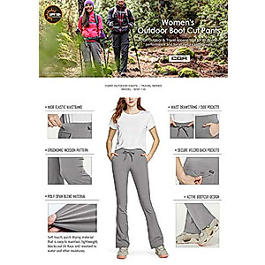 CQR Women's Hiking Pants, Lightweight UPF 50+ Sun Protective Outdoor Pants, Quick Dry Stretch Camping Work Pants, Boot Cut Beige, 6