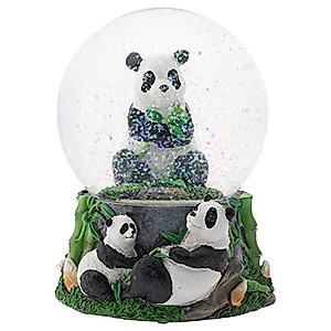 Elanze Designs Hugging Panda Bear Family 100MM Musical Snow Globe Plays Tune Born Free