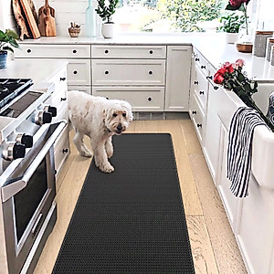 Oakeep Kitchen Mat Anti Fatigue Cushioned Mats for Floor Runner Rug Padded Kitchen Mats for Standing, 17"x59", Black
