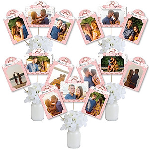 Big Dot of Happiness Bride Squad - Rose Gold Bridal Shower or Bachelorette Party Picture Centerpiece Sticks - Photo Table Toppers - 15 Pieces