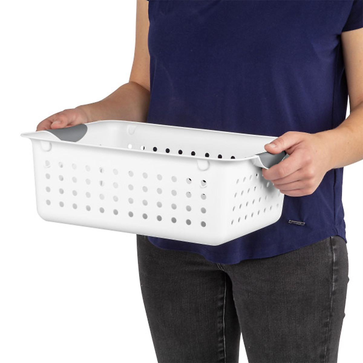 Sterilite 16248006 Medium Ultra Basket, White Basket w/ Titanium Inserts, 6-Pack