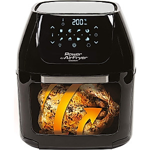 PowerXL Air Fryer Pro, Crisp, Cook, Rotisserie, Dehydrate; 7-in-1 Cooking Features; Deluxe Air Frying Accessories; 3 Recipe Books (6 Qt, Black)