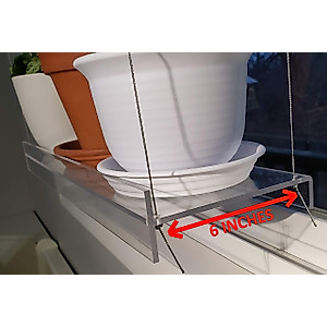 SUPREMETECH Hanging Acrylic Shelves for Windows (34" Wide, 1 Shelf - 26" Tall)