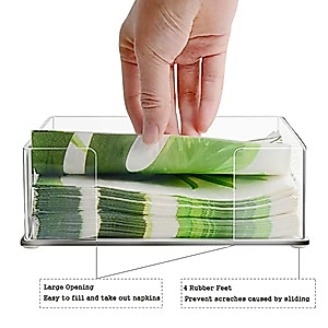 Napkin Holder, Acrylic Luncheon Napkins Holder for Table and Kitchen, Table Top Napkin Holders, Tissue Dispenser, Napkin Tray for for Bathroom, Kitchen, Parties, Weddings, Events 7 x 7 inches