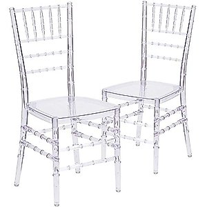 YaocongFurniture Transparent Ice Crystal Chair (2 Pack) Party Event Wedding Chairs,Acrylic Ghost Chairs,Flash Elegance Stacking Chiavari Chair,Clear Chair