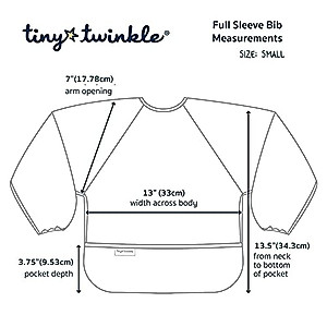 Tiny Twinkle Mess Proof Baby Bib, 2 Pack Long Sleeve Bib Outfit, Waterproof Bibs for Toddlers, Machine Washable, Tug Proof (Grey Indigo, Small 6-24 Months)