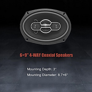 TUMAN Pro 6×9 Car Speakers, 500 Watt Max 4-Way Coaxial Car Audio Speakers, Professional Car Door Speakers, Sound Stereo and no Distortion, Mylar Tweeter Truck Speakers (1 Pair)
