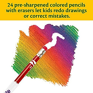 Crayola Erasable Colored Pencils, Kids At Home Activities, 24 Count, Assorted, Long