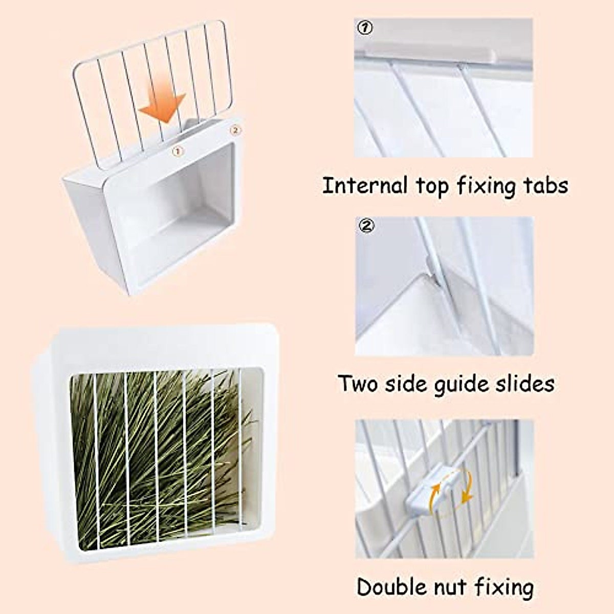 HAMILEDYI Hay Feeder Rack Plastic for Rabbits Hanging Timothy Hay Dispenser Bunny Grass Holder Less Wasted for Chinchilla Guinea Pigs and Other Small Animals