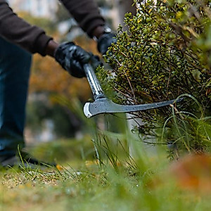 Scythe Garden Tool for Mowing Grass - 21-inch Anti-Slip Long Handle Weeding Scythe Sickle Garden Tool with Dual Scythe Blade and a Leather Sheath and a Small Sharpening Stone
