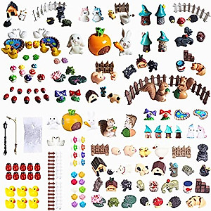 HYG Miniature Fairy Garden Accessories, Including Fairy Garden Animals, Mini Garden Houses and DIY Fairy Garden