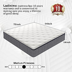 MICOOLS Full Mattress,14 inch Hybrid Mattress in a Box Memory Foam Breathable Comfortable,Motion Isolation Individually Wrapped Coils,Euro Top Medium Firm Full Size Mattress