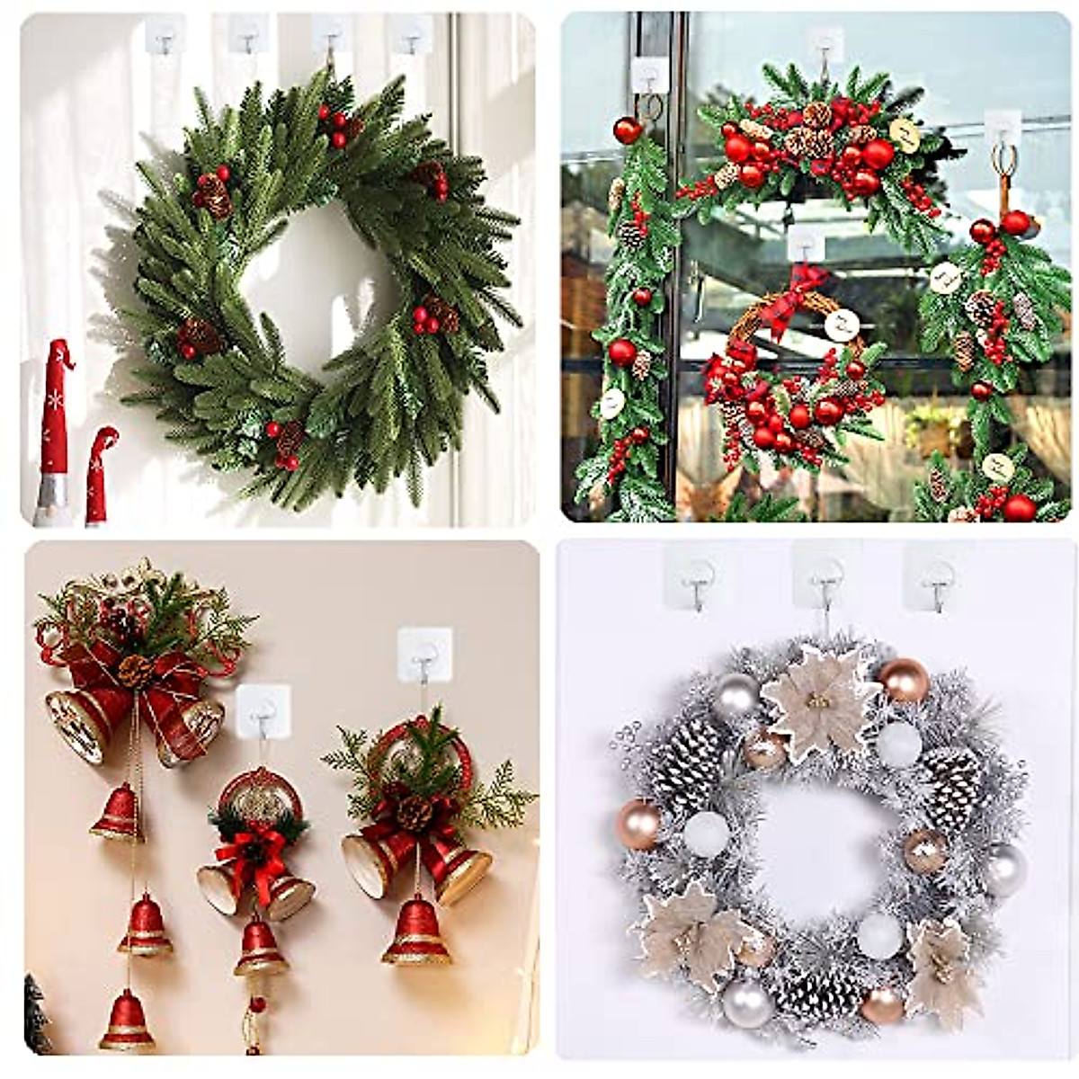 Fotosnow Adhesive Hooks Heavy Duty 15lbs(Max) Transparent Wall Hooks Reusable Seamless Shower Hooks Stick on Hooks for Hanging Bathroom Kitchen Outdoors -10 Pack