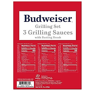 Marketplace Brands Budweiser Grilling Set - 3 BBQ Sauces with Basting Brush