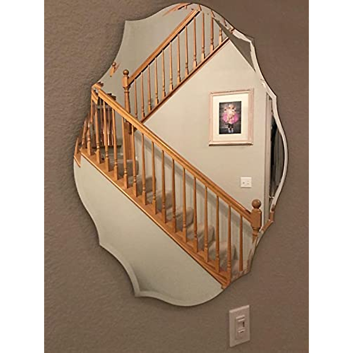 KOHROS Scalloped Frameless Wall Mounted Bathroom Mirror, Emma Shaped Decorative Mirror for Living Room Bedroom Office Entrance Decor (24" W x 31" H Scalloped)