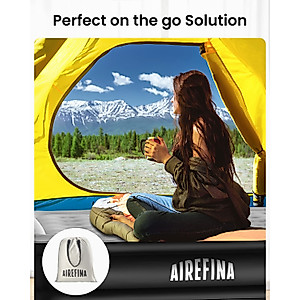 Airefina Queen Air Mattress with Built-in Pump 18", Blow up Mattress in 3 Mins, Colchon Inflatable Mattress with Flocked Surface for Home, Guest,Comfort, Foldable & Portable Four Chamber Technical