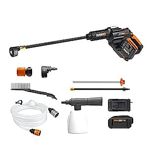 WORX 20V Brushless Hydroshot WG630.2 Cordless High Flow Pressure Washer, Car Washer, Home Cleaner Portable Garden Watering, PowerShare, 5-in-1 Adjustable Nozzle, 1 * 4.0Ah Battery & Charger Included