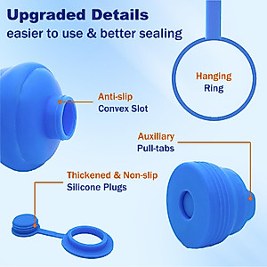 DysanVica 【4 PCS】 3 & 5 Gallon Water Jug Cap - 55mm Reusable Food Grade Silicone Water Bottle Cap for Standard/Screw/Crown Tops, Water Dispenser Replacement Lids, Non-Spill & Leak Free - 4 Pack