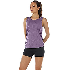 icyzone Workout Tank Tops for Women - Open Back Strappy Athletic Tanks, Yoga Tops, Gym Shirts(Pack of 2) (S, Mushroom/Lavender)