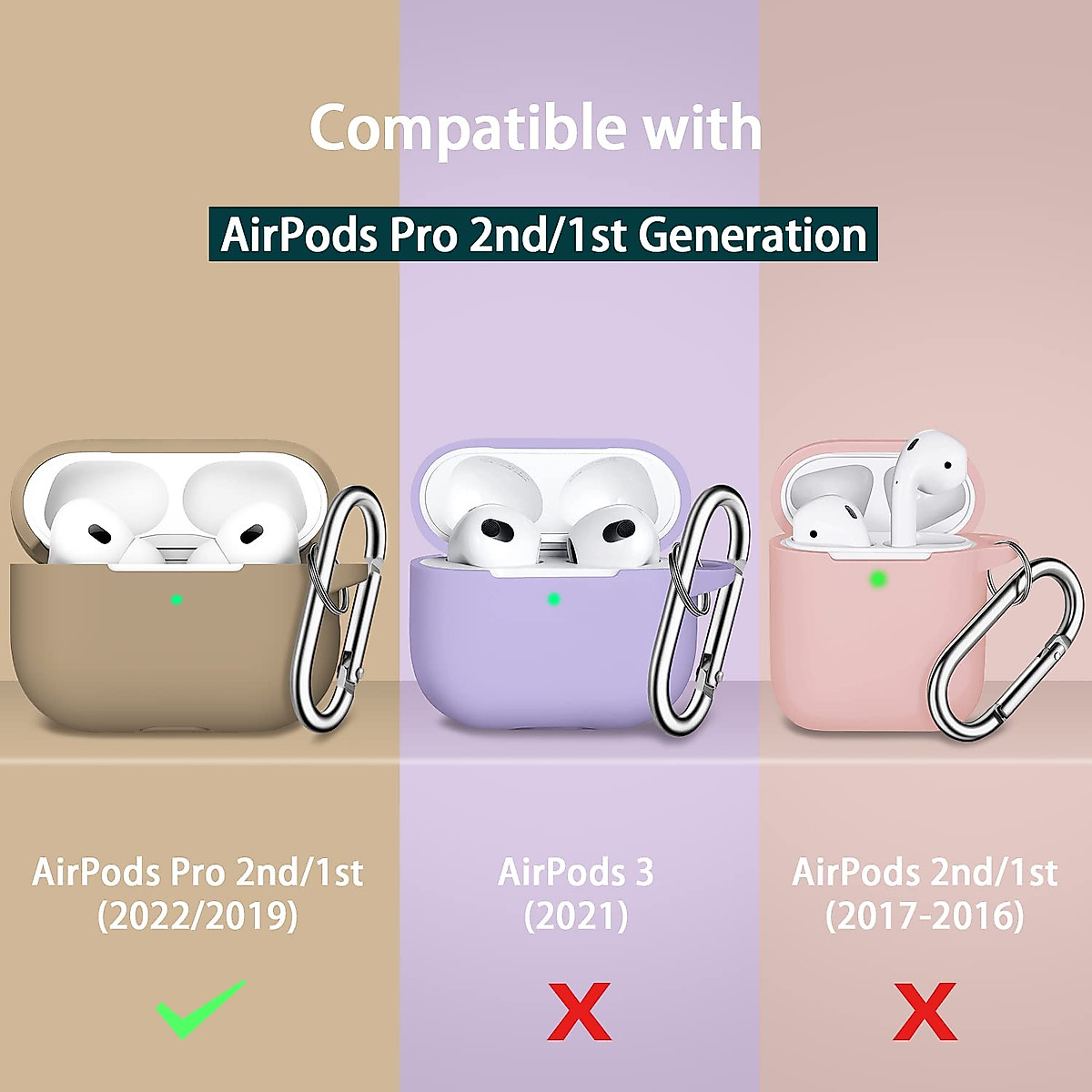 R-fun AirPods Pro 2nd/1st Generation Case Cover with Cleaning kit and 4 Pairs Replacement Ear Tips(XS/S/M/L), Full Protective Silicone for Apple AirPods Pro 2023/2022/2019 Charging Case - Milk Tea