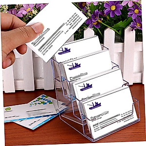 LALAFINA 2 Pcs Display Stand Business Cards Storage Case Business Cards Organizer Business Cards Holders Clear Cards Holder Cards Display Storage Case Office Supplies Desktop Cards Holder