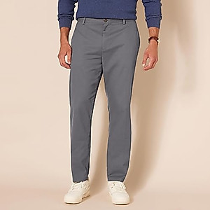 Amazon Essentials Men's Slim-Fit Wrinkle-Resistant Flat-Front Chino Pant, Charcoal, 34W x 30L