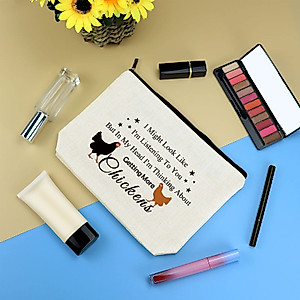 Chicken Lover Gift Chicken Makeup Bag Crazy Chicken Lady Gifts Travel Cosmetic Bag Chicken Themed Gifts for Women Animal Lover Gift for Girls Birthday Christmas Gift for Daughter Sister Bestie Friend