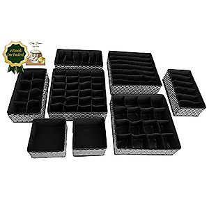 PETALS Drawer Organizers For Clothing – 8 Pack Foldable Dresser Drawer Organizers, Sock and Underwear Drawer Organizer, Baby Drawer Organizer, Bra, Panty, Lingerie, Ties, Belts