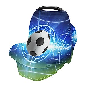 Sport Ball Football Soccer Carseat Canopy Cover,Breastfeeding Cover Nursing Cover Scarf Breathable,Baby Car Seat Cover