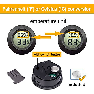 JEDEW 4-Pack Mini Digital Hygrometer Thermometer Gauge, Indoor Outdoor Temperature Humidity Meter for Greenhouse Humidors Incubators Reptile Terrarium Jars, Fahrenheit (℉) or Celsius(℃)