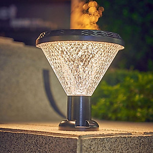 MODEBHD Nordic Entry Front Door Pillar Lamp, Creative Yard Landscape Column Light, Personality Entryway Solar Light, Decoration Pathway Post Light, RGB Outdoor Lighting