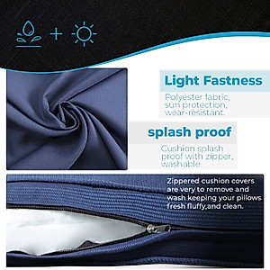 Incbruce 12 Piece Outdoor Patio Cushion Covers Replacement, Outdoor Cushion Slipcovers(6 Seat Covers and 6 Back Covers) with Zipper for Outdoor Furniture, Patio Sofa Couch(Dark Blue)