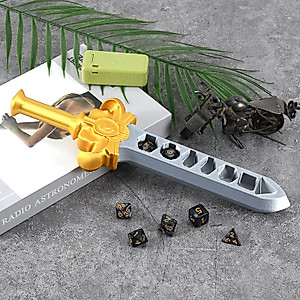 Dice Dagger with 7PCS D20 Dice Dungeons and Dragons Dice Set DND Dice Holder Polyhedral Dice Gift Sword D&D Dice Scabbard Dice Box Sword Dagger Polyhedral Dice Storage Dice D20 Black