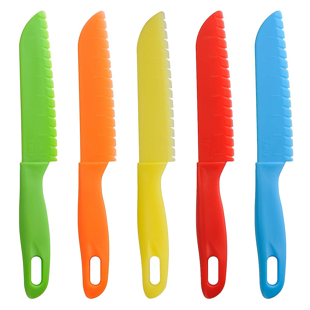 ONUPGO Knives for Kids 10 Pieces Plastic Kitchen Baking Knife Set, Montessori Kitchen Tools for Toddlers-Kids Cooking Sets, Real Kids Safe Cooking Knives in 10 Colors