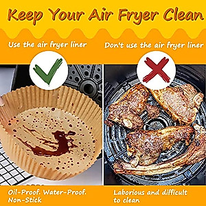 Air Fryer Liners Disposable Paper - 50pcs 7.9”Large Organic Food Grade Non-Chemical Coating, High Temperature Resistant, Oil/Water-proof Non-stick Airfryer Parchment Liners Baking Roasting Microwave