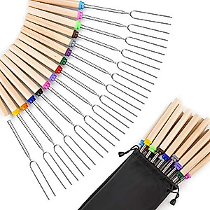 Fzbjayoon Marshmallow Roasting Sticks Set of 15 Smores Skewers Camping Cookware 32 Inch Campfire Roasting Sticks for Kids