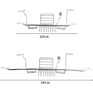 Bathtub Tray Caddy Stainless Steel - Bath Tub Caddy Rack & Organizer with Stand for Book, iPad or Phone - Candle Holder - 2 Wine Holders