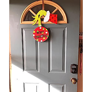 Thickened Christmas Front Door Decorations, 16.6'' x 13.6'' Wooden Hanging Sign for Xmas Themed Party Birthday Event New Year Party Decorations