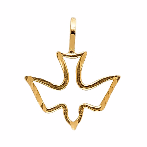 14K Yellow Gold Religious Holy Spirit Dove Pendant - Crucifix Charm Polish Finish - Handmade Spiritual Symbol - Gold Stamped Fine Jewelry - Great Gift for Men & Women for Occasions, 14 x 17 mm, 0.5 gms