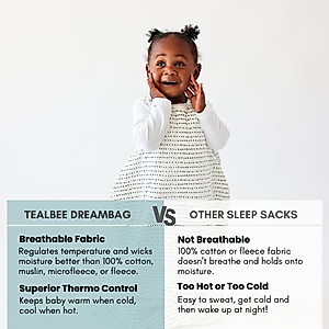 Tealbee Dreambag: Rayon made from Bamboo, Organic Cotton Baby Sleep Sack Universal Fit 6-24 months - 1.2 TOG All Season Baby Wearable Blanket - 2-way zipper - Brushed Dots