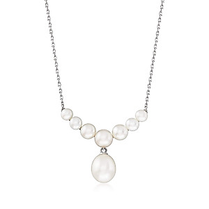 Ross-Simons 4-9.5mm Cultured Pearl Drop Necklace in Sterling Silver. 20 inches