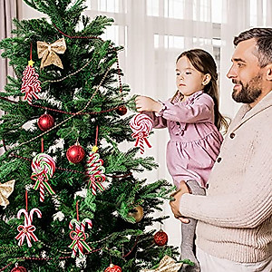 6 Pieces Christmas Candy Ornaments Lollipop Ornament Candy Cane Hanging Decor Peppermint Christmas Tree Decoration Fake Candy Canes Crafts for Xmas Wreath Party Supplies Red and White (Basic Style)