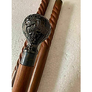 Brass Handmade Black Solid Brass Knob Design Handle Antique Style Wooden Walking Stick Cane Gift (3 Fold Wooden Walking Cane