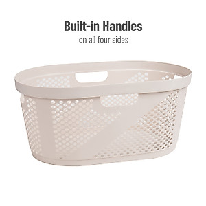 Mind Reader 40L Laundry Basket, Clothes Hamper, Ventilated, Plastic, 23"L x 14.5"W x 10.5"H, Set of 2, Ivory