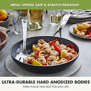 GreenPan Valencia Pro Hard Anodized Healthy Ceramic Nonstick 10" and 12" Frying Pan Skillet Set, PFAS-Free, Induction, Dishwasher Safe, Oven Safe, Gray