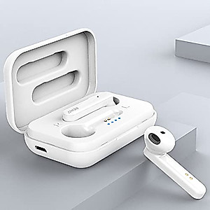 TWS Wireless Bluetooth 5.0 Earbuds with Charging Case for Samsung Galaxy A12, in-Ear Earphones Headset with Mic and Touch Control - White