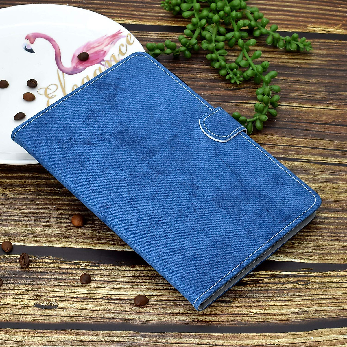 Samsung Galaxy Tab A 8.0 SM-T350 / T355 Case, MonsDirect Smart Denim Slim Wallet Case Protective Kickstand Auto Wake/Sleep Cover for Galaxy Tab A 8.0 inch Tablet SM-T350 / T355 2015 Release, Blue