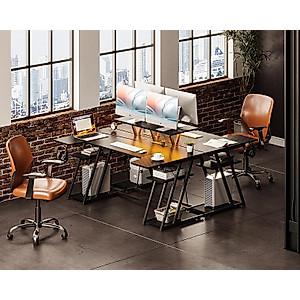 MOTPK Gaming Desk with LED Lights, 60 Inch U Shaped Desk with Power Outlet, Gaming Computer Desk with Storage Shelves, PC Gaming Table with Monitor Stand&Headphone Hook, Carbon Fiber Texture, Black