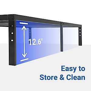 fusehome Bed Frame Twin Size,14 Inch Metal Platform Bed Frame, Storage Space Under Bed, Mattress Foundation with Heavy Duty Steel Slat Support, No Box Spring Needed Easy Assembly, Black